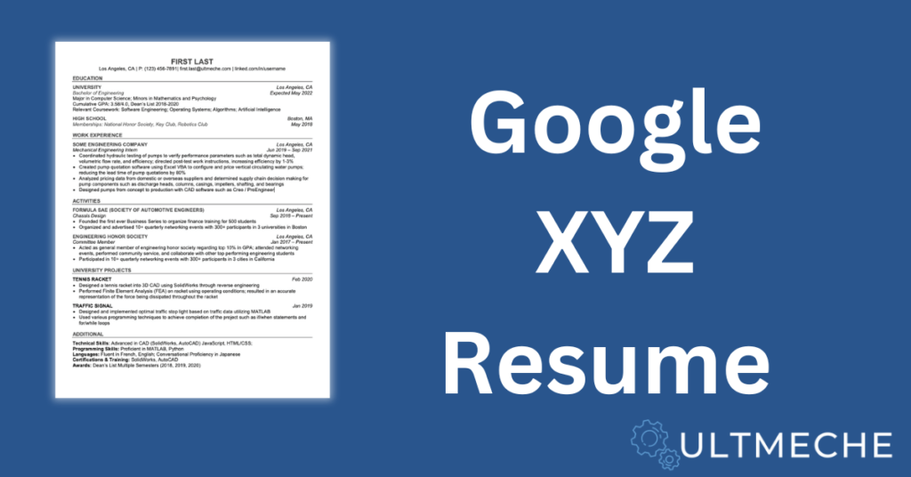 Google XYZ Resume Impress Recruiters ULTMECHE Google XYZ Resume Impress Recruiters ULTMECHE